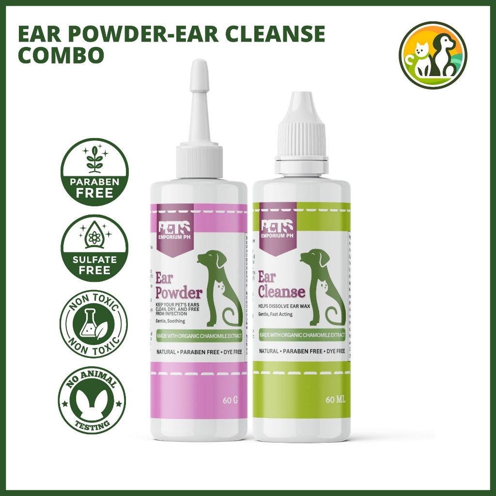 Pawfect Combo Ear Cleanse Plus Ear Powder - Natural Pet Ear Cleaner for ...
