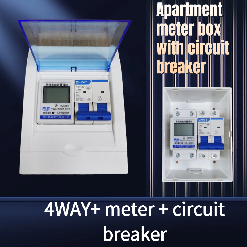 Panel box with electric meter and circuit breaker Electric meter box is ...