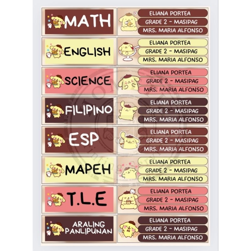 Personalized Subjects & Name Stickers | Personalized Name Stickers Only ...