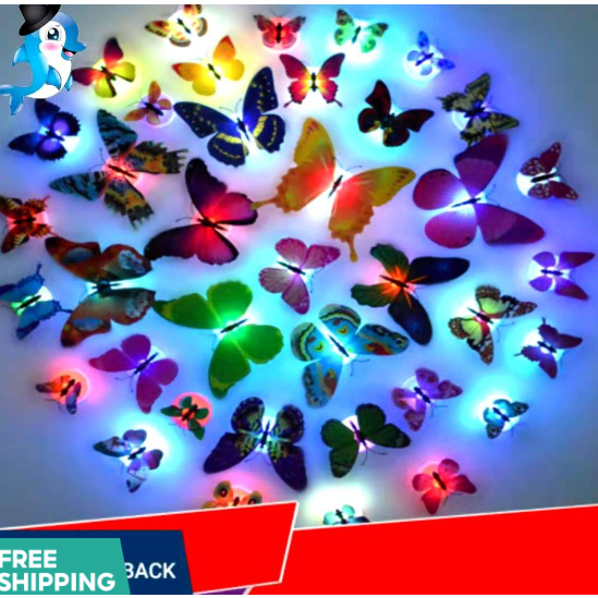Glowing 3D Butterfly LED Butterfly Wall Stickers | Shopee Philippines