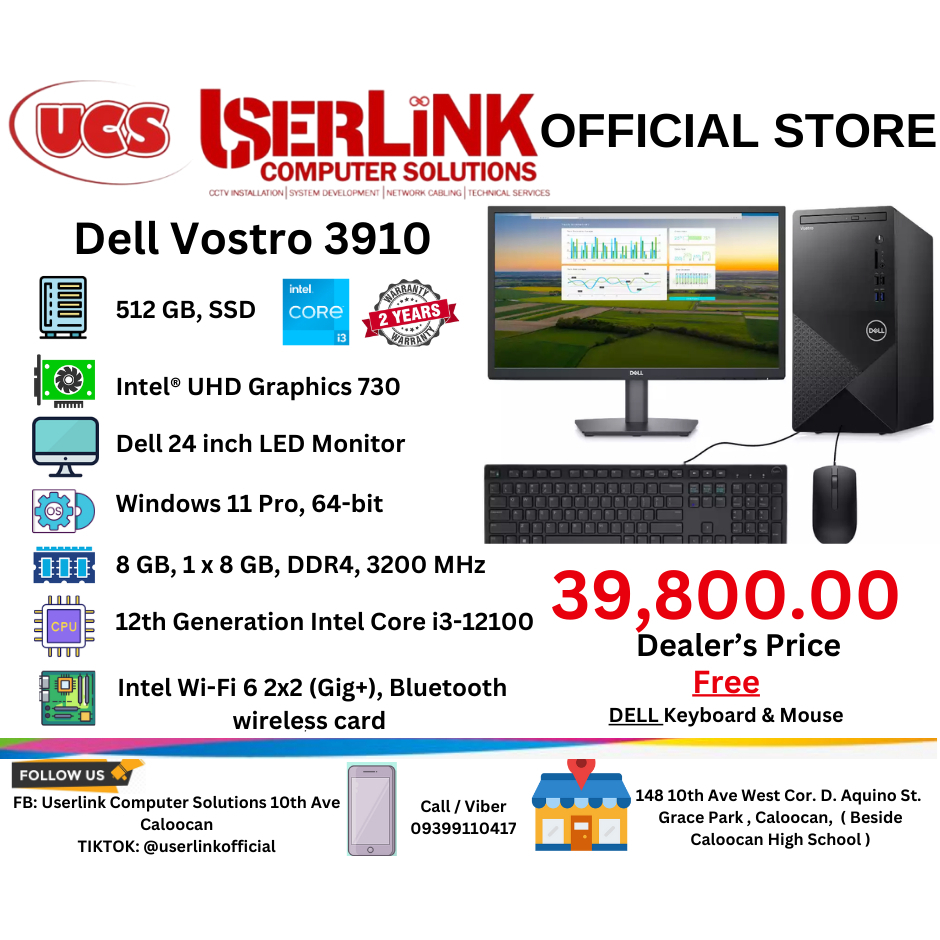 DELL Vostro 3910 With Dell 24" Monitor Frameless Desktop Set. | Shopee ...
