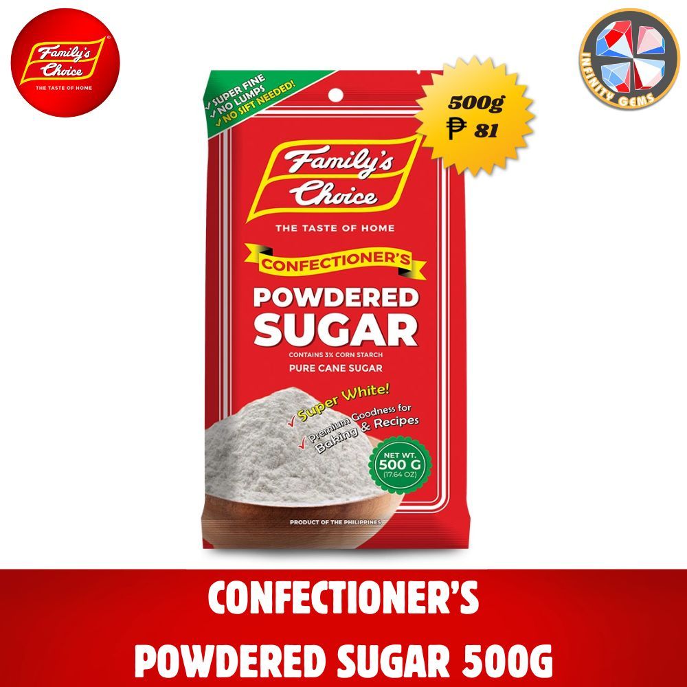 FAMILY'S CHOICE CONFECTIONER'S POWDERED SUGAR 500GRAMS | Shopee Philippines