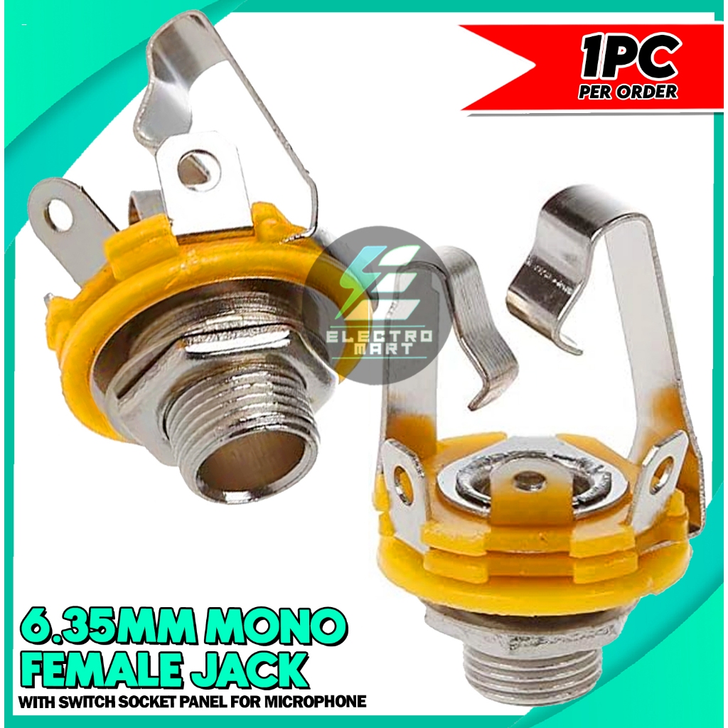 6.35mm Mono Female Jack with Switch Socket Panel for Microphone ...