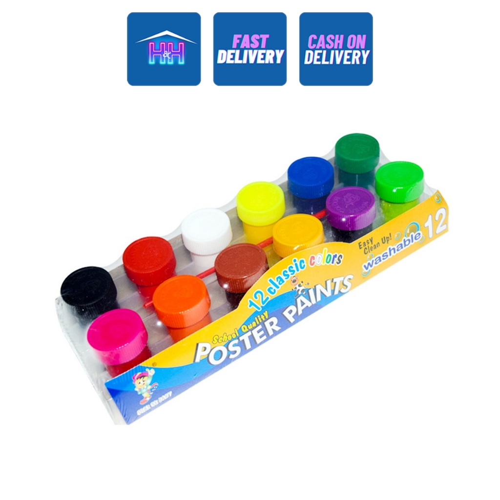 H&H 6/12-Color Washable Poster Paint Set - Unleash Your Artistic ...