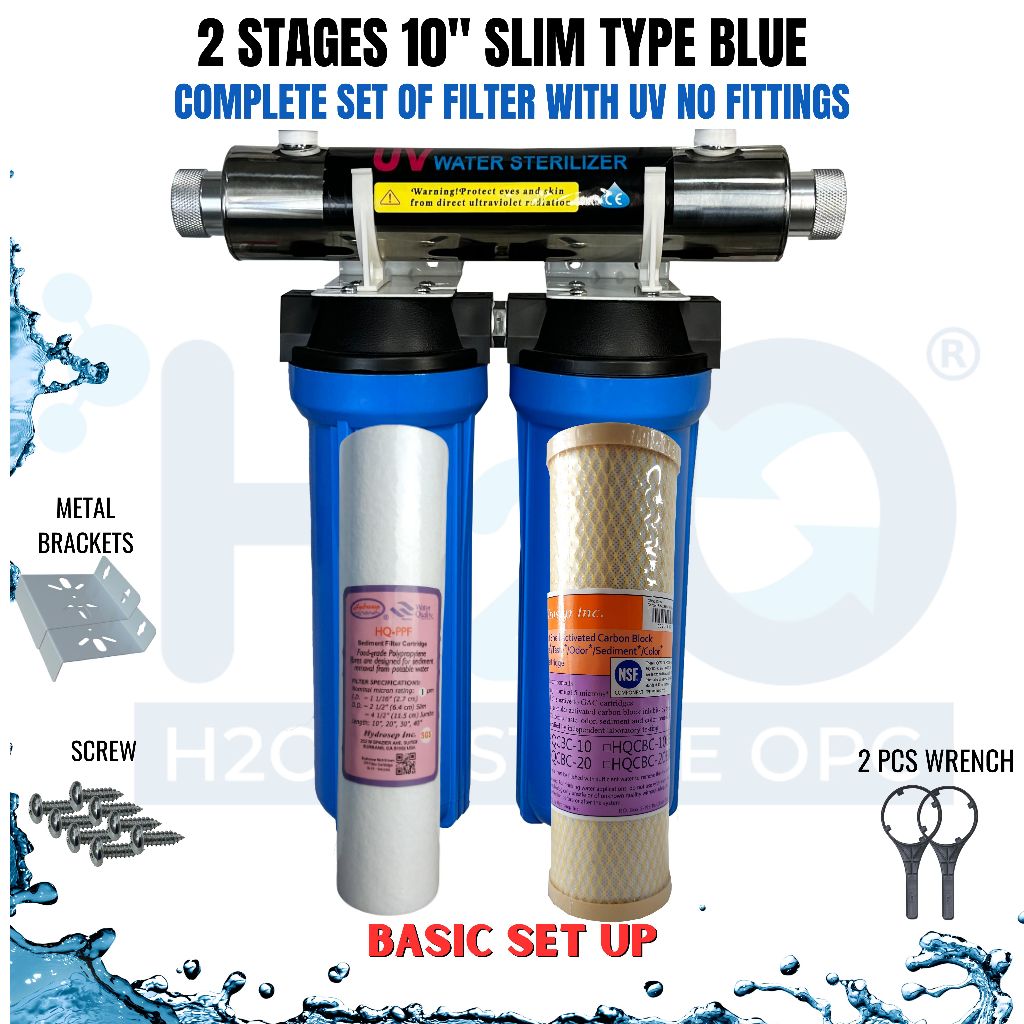 Water Filter 2 Stages 10" Slim Type With 2 GPM Uv Light No Fittings ...