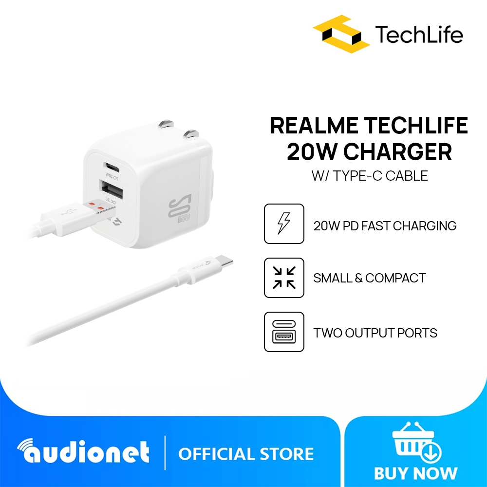 realme TechLife 20W Charger With Type-C Cable | 20W PD Fast Charging ...