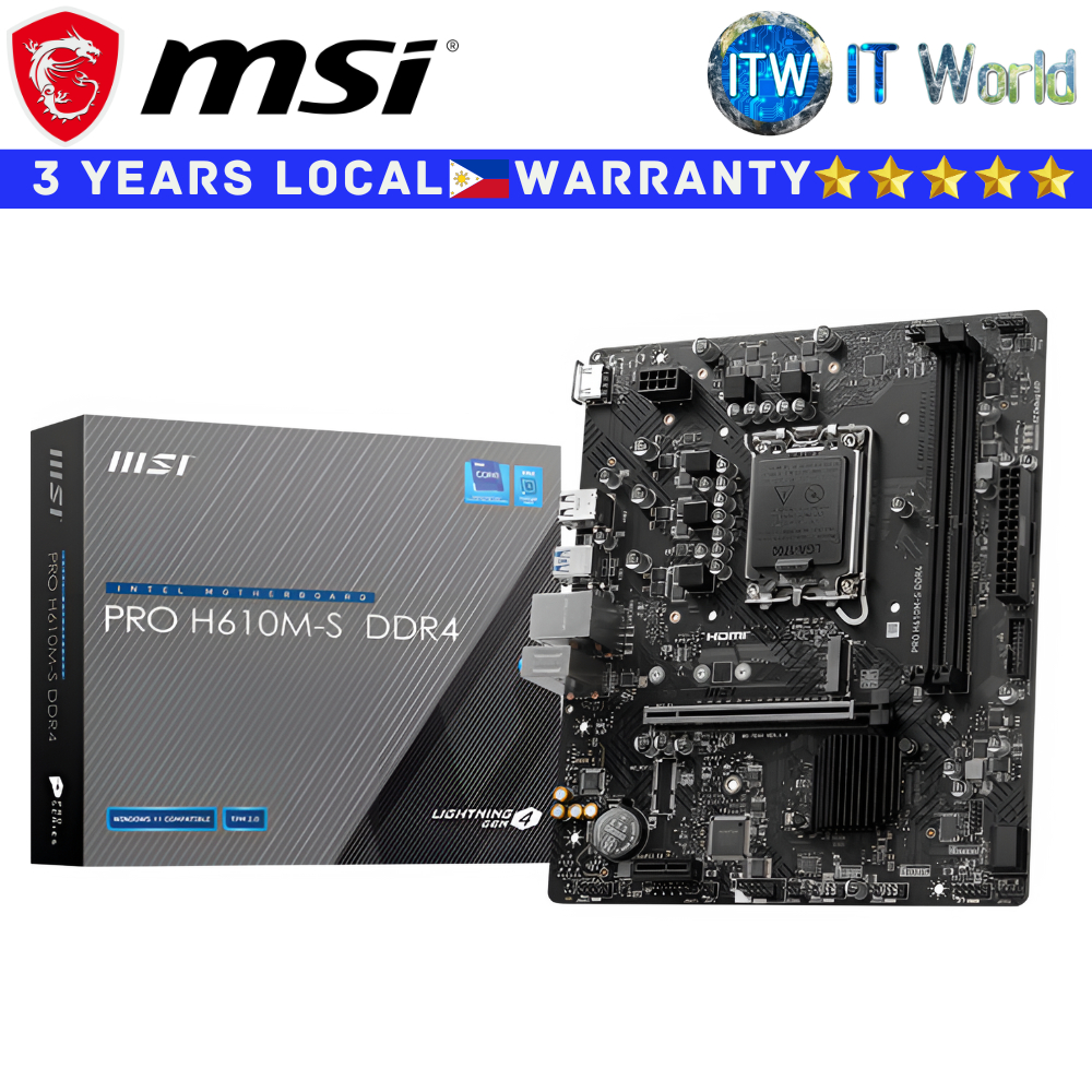 MSI Motherboard Pro H610M-S DDR4 microATX LGA1700 DDR4 | itw | Shopee Philippines