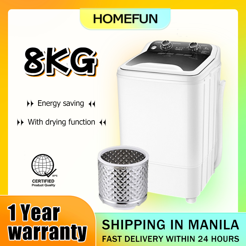 HOMEFUN Portable Washing Machine With Dryer 8KG Blue Light Sterilization Suitable For Flat ...