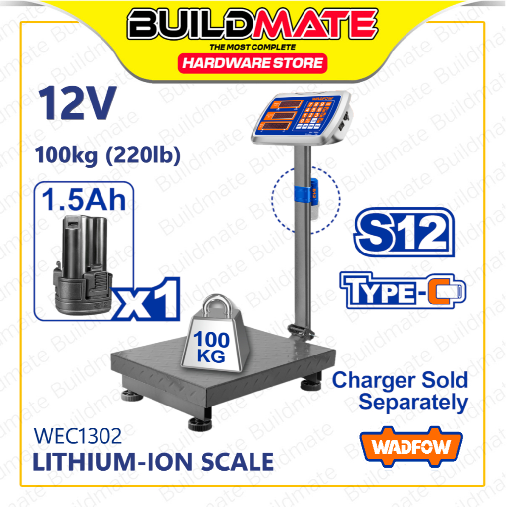 BUILDMATE WADFOW Lithium-Ion Cordless Scale 100KG / 300KG Digital ...