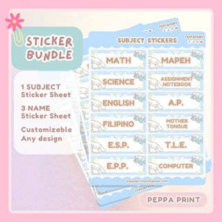 Cinnamoroll Name Tag Bag Tag and Subject Sticker bundle customized ...