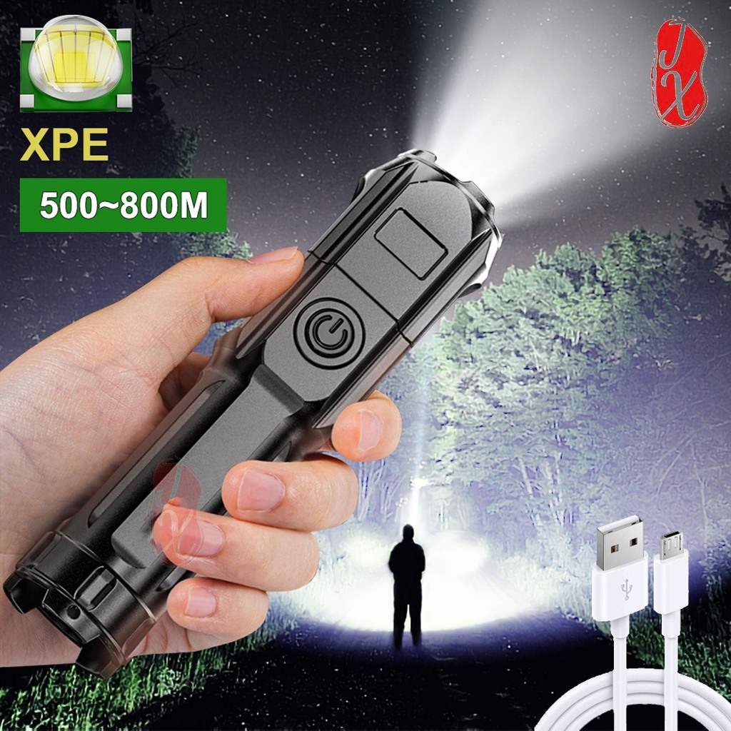 JX MALL SENDA T6 USB Rechargeable Handheld Super Bright Zoom Tactical ...