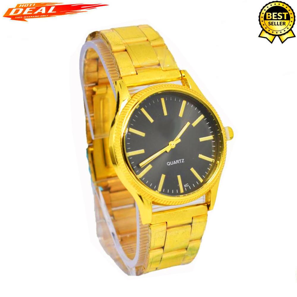 Seiko PH 5 Analog Quartz Black Dial Stainless Steel Watch for Men(Gold ...