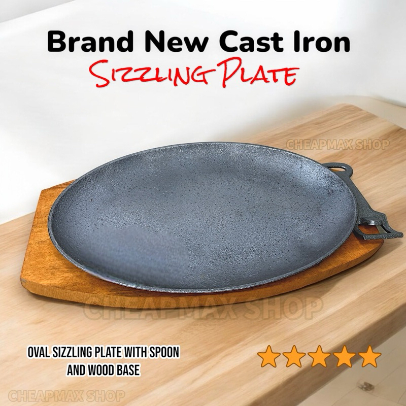 Sizzling Plate Oval Plain Design With Handle Cast Iron Heavy Duty ...