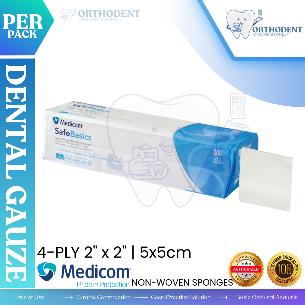 Orthodent |Medicom Non Woven Sponges 2x2 and 4x4 4-Ply Gauze 200pcs for ...