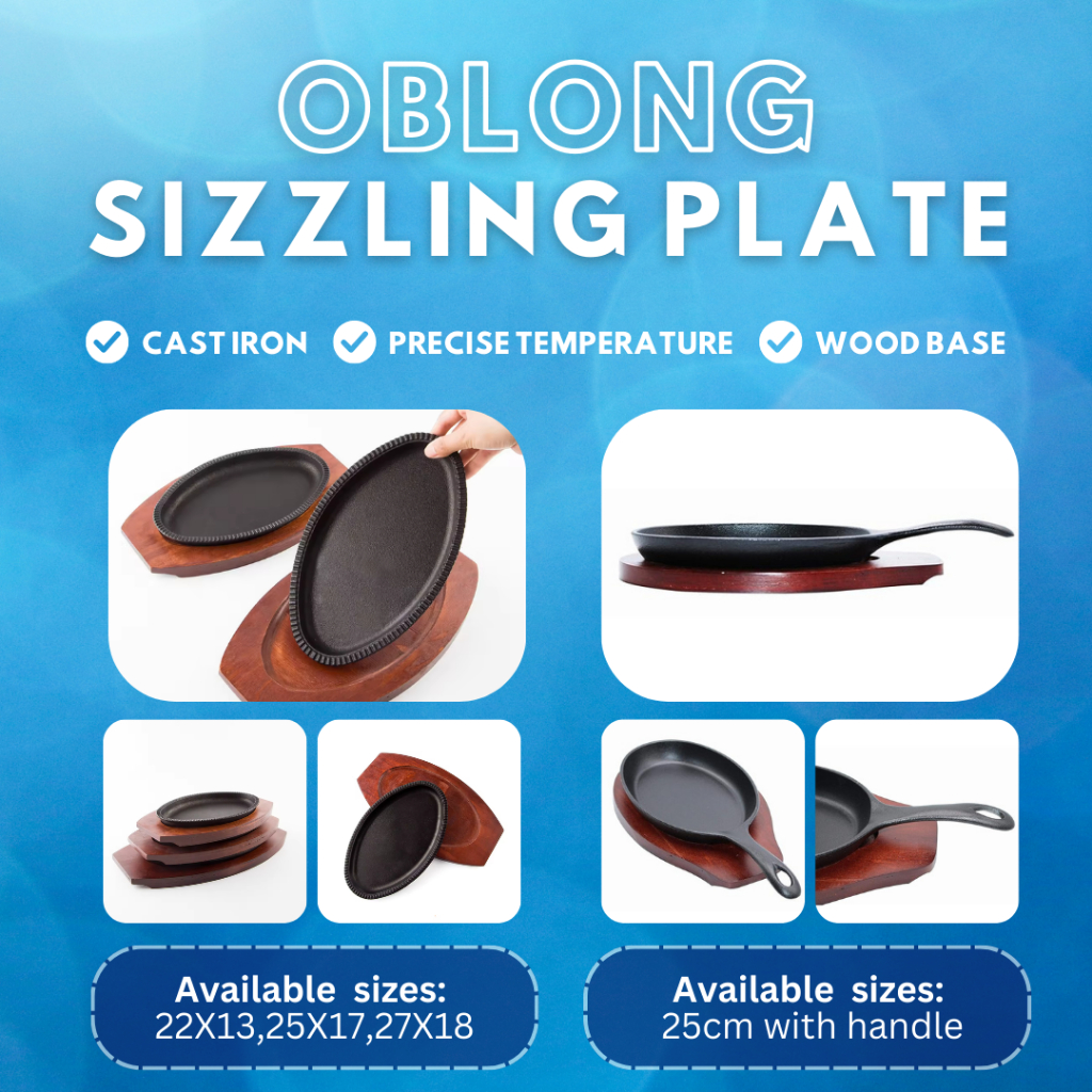 Oblong sizzling plate (nonstick surface and is easy to clean) | Shopee ...