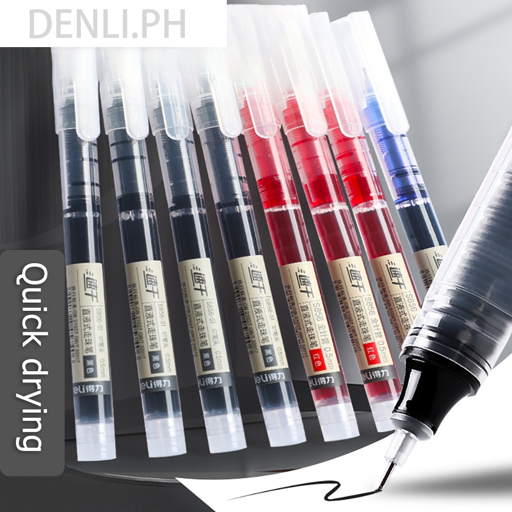 Quick-Drying Gel Pen 0.5mm Black Needle Tube Signature Pen Ballpen Blue ...