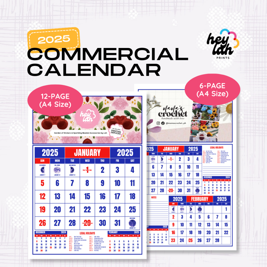 2025 Commercial Calendar - A4 Customized Calendar, FREE LAYOUT | Heylah ...