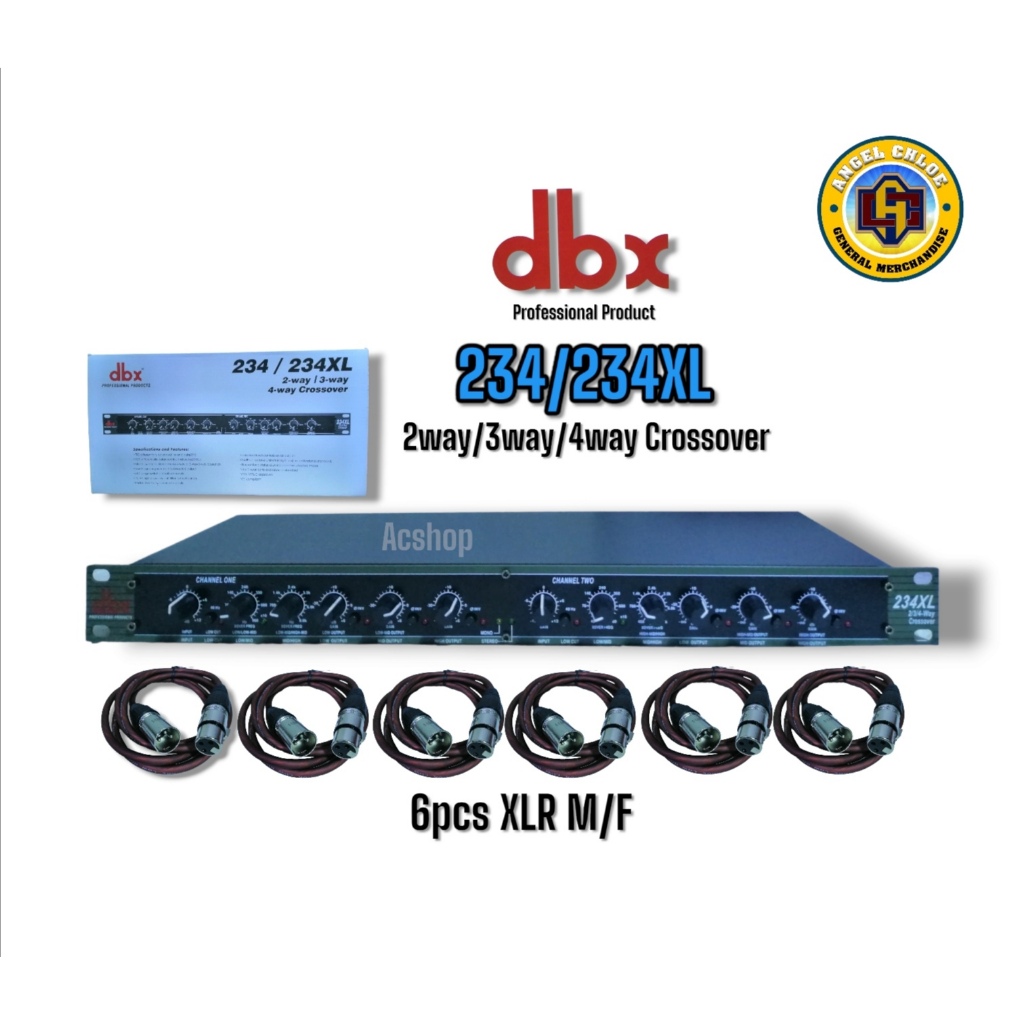 Dbx CROSSOVER 234/234XL Stereo 2 way/3 way / 4way Crossover with 6pcs xlr male/female cord ...