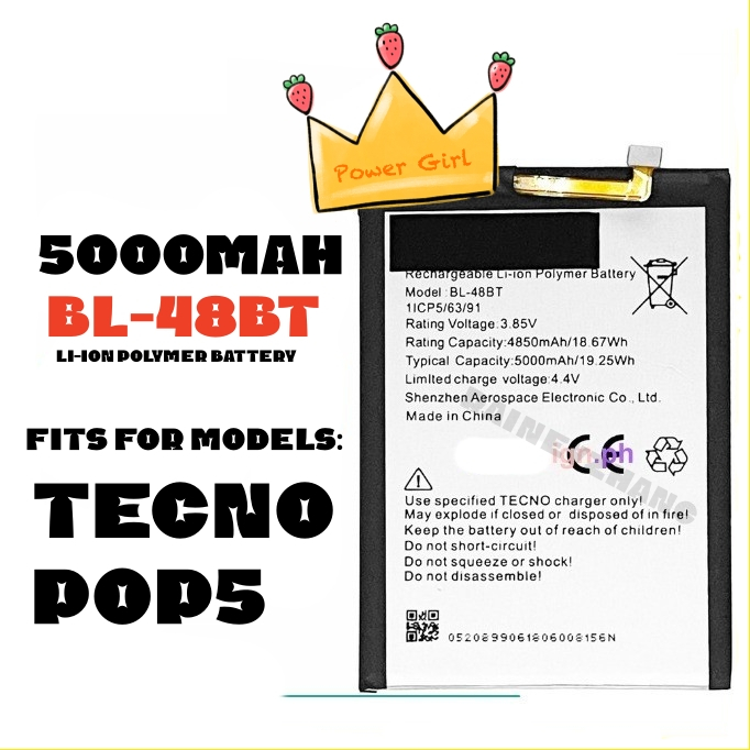 FOR Tecno Pop5 Battery BL-48BT Battery bl48bt 48bt battery | Shopee ...
