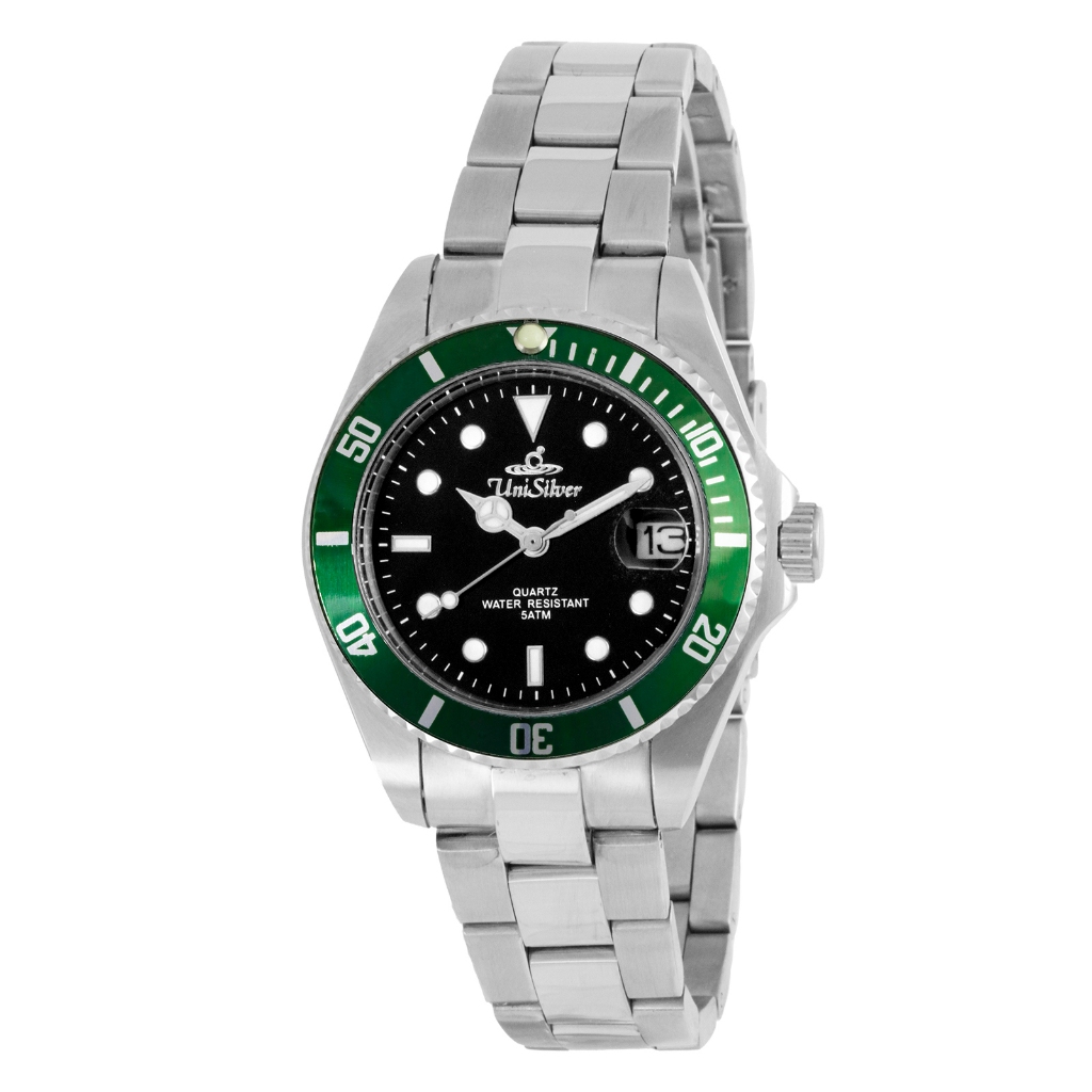 UniSilver TIME Women's Silver / Black / Green with Date Analog ...
