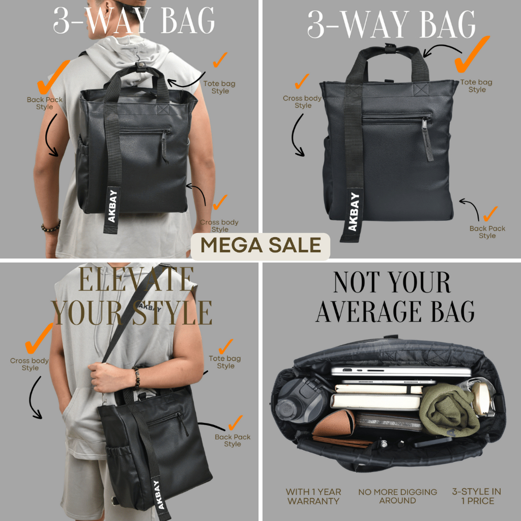 AKBAY Matte - Vegan Leather (3-WAY BAG) | Shopee Philippines