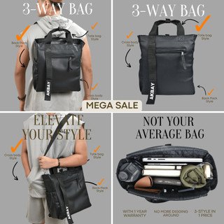 AKBAY Matte - Vegan Leather (3-WAY BAG) | Shopee Philippines
