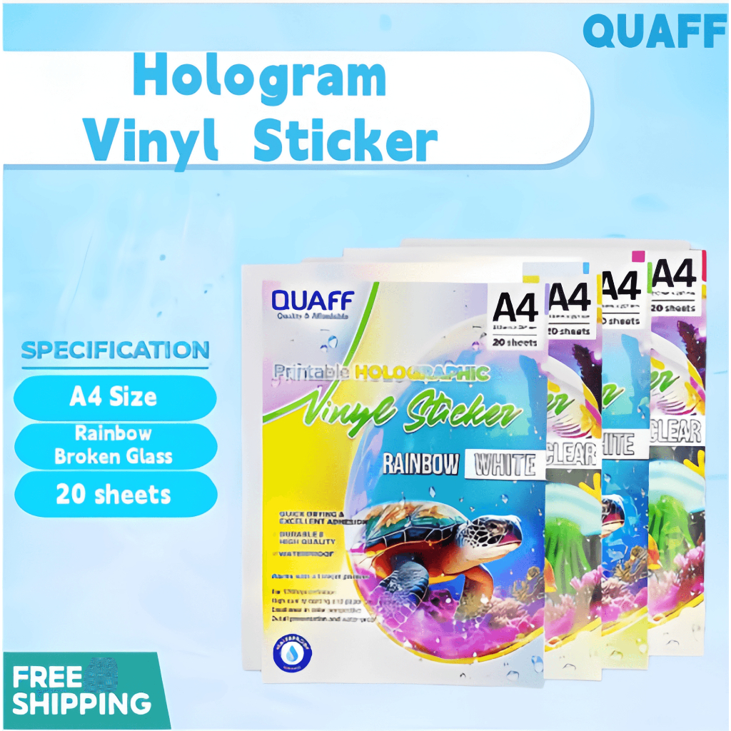A4 Size QUAFF Waterproof Printable Hologram Vinyl Inkjet Sticker 210mm x 297mm (20 sheets ...