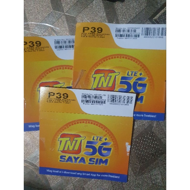 tnt sim card 5g with free data, txt and call for 3 days | Shopee ...