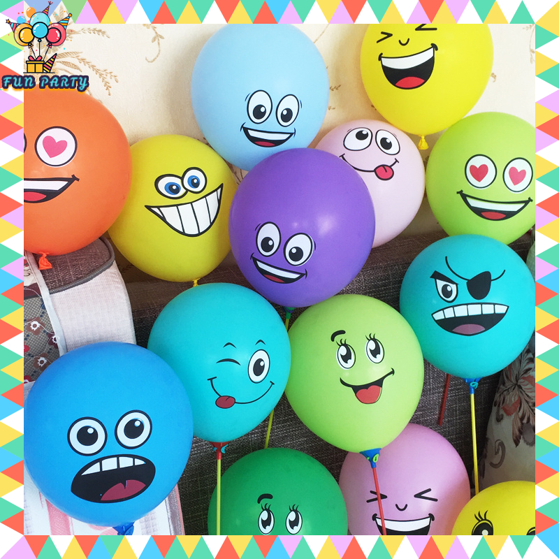 10pcs Emoji Balloons Smiley Face Expression Yellow Latex Inflatable ...