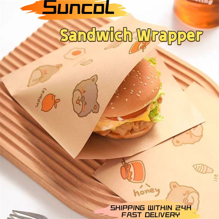 50Pcs 18cm*18cm Hotdog Sandwich Wrapper Hamburger Wrapper Paper Wrapper ...