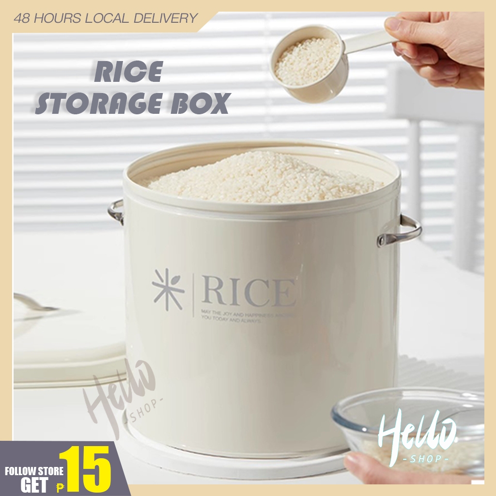 Rice Storage Box with Lid and handle Kitchen Sealed Food Storage Bin ...