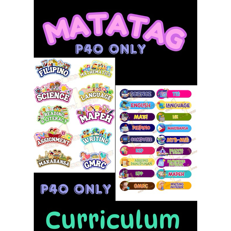 Matatag Curriculum Subject Label Sticker Set | Shopee Philippines