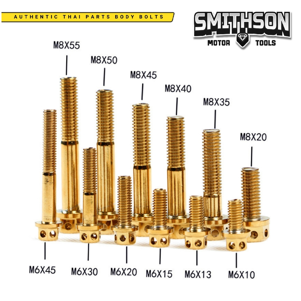 1Pc Body Bolts M6*10 - M6*60 Gold/Titanium Flower Type Horn Motorcycle ...