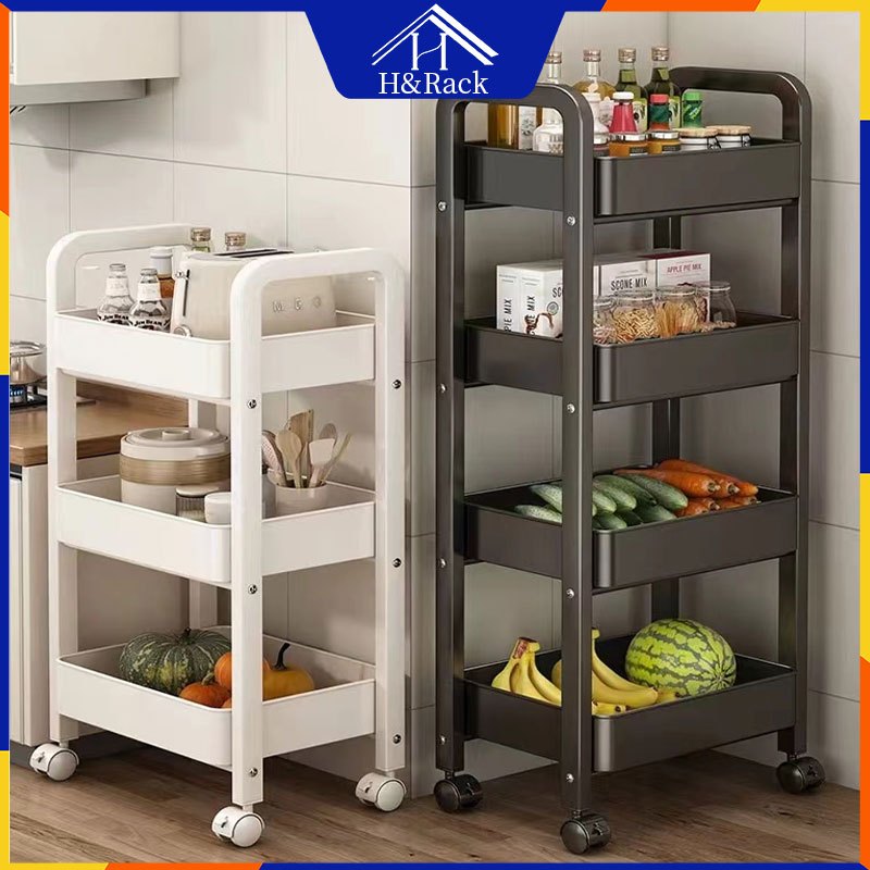 3-layer storage rack Moving Rack Kitchen Storage Moving Rack Metal ...