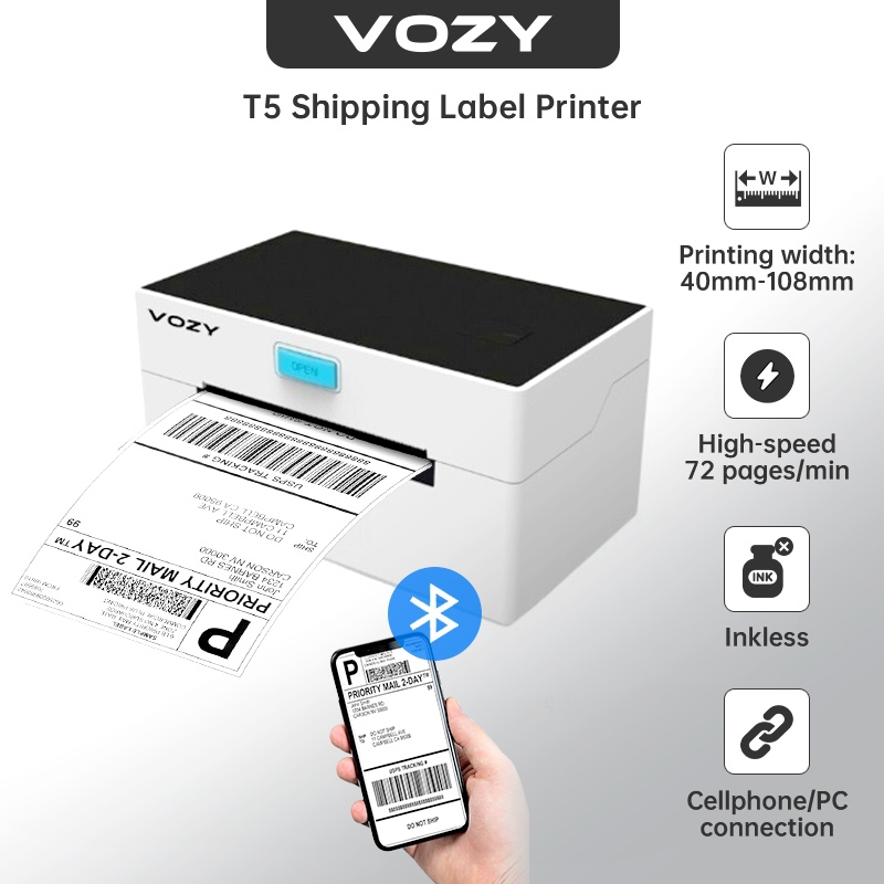 VOZY Shipping Label Printer A6 Thermal Printer Wireless Waybill Printer ...