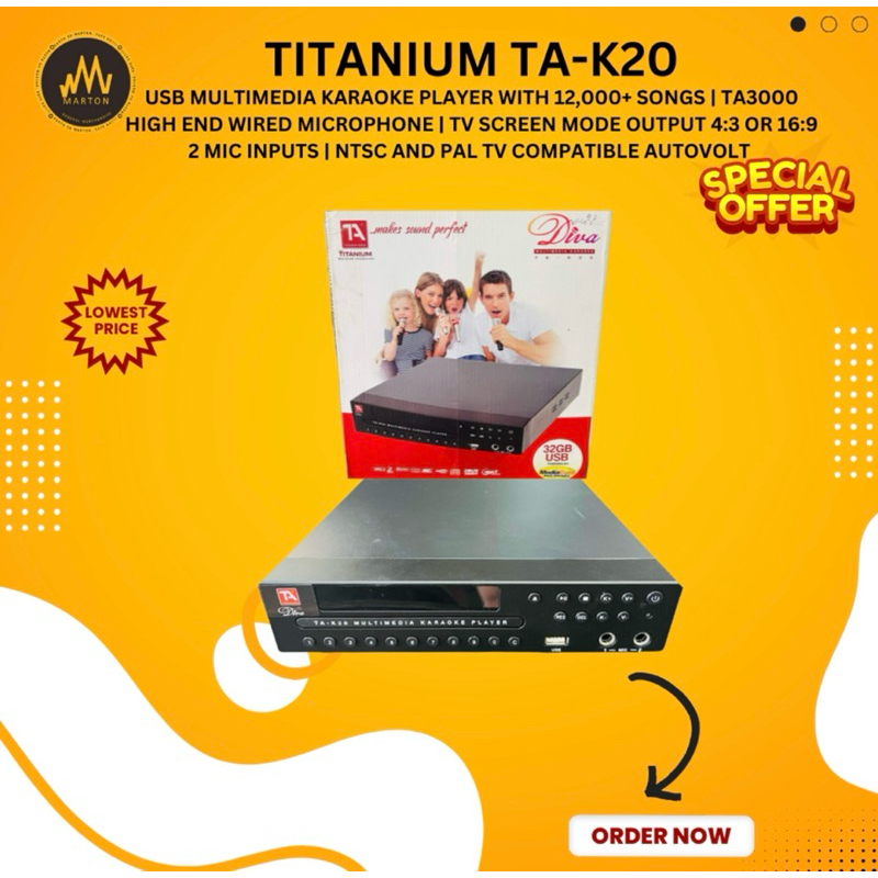 Titanium TA-K20 Multimedia USB Karaoke Player with 32GB USB/ 12,000 songs | Mediacom Songbook ...