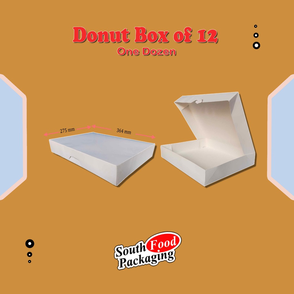 (50pcs) Donut Box 12s Plain Food Grade (300pcs-6packs Maximum Order per ...