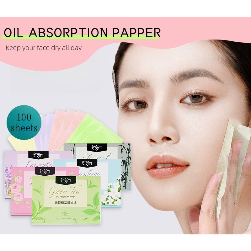 100pcs Oil Paper For Face Oil Control Film Paper Powder Natural Green ...