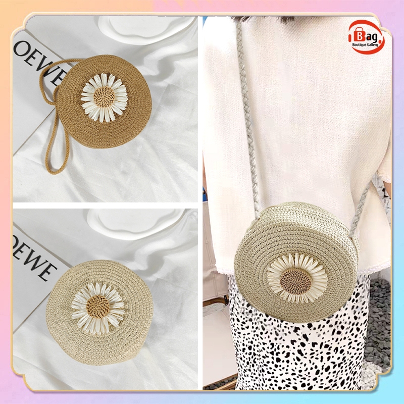 Fashion Round Rattan Cross Body Handbags Summer Circle Straw Woven ...