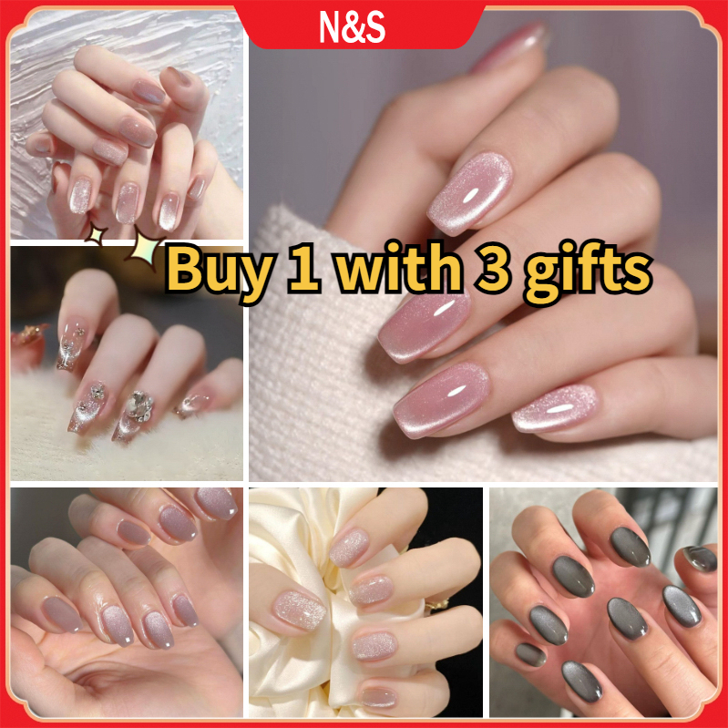 Cat Eye Nails Fake Nails Artificial Cat Fake Nails With Jelly Glue DIY ...
