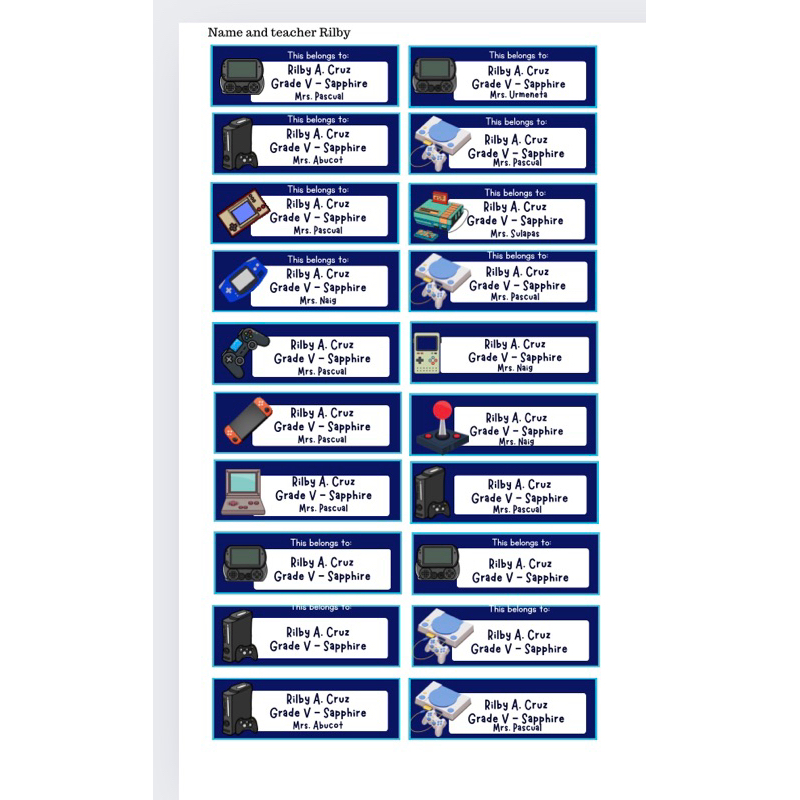 Gamer Inspired name tag stickers for kids, vinyl, waterproof stickers ...