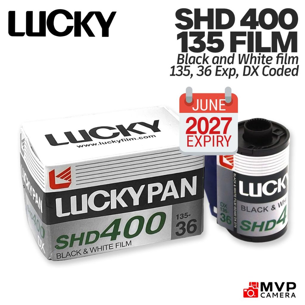 LUCKY Pan SHD400 SHD 400 135 35mm Black and White Negative Film 36 Exposures D76 Process MVP ...