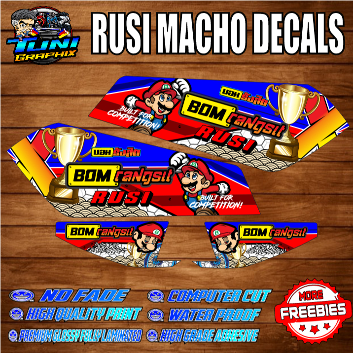 RUSI MACHO BOOM RANGSIT DECAL STICKERS with freebies | Shopee Philippines