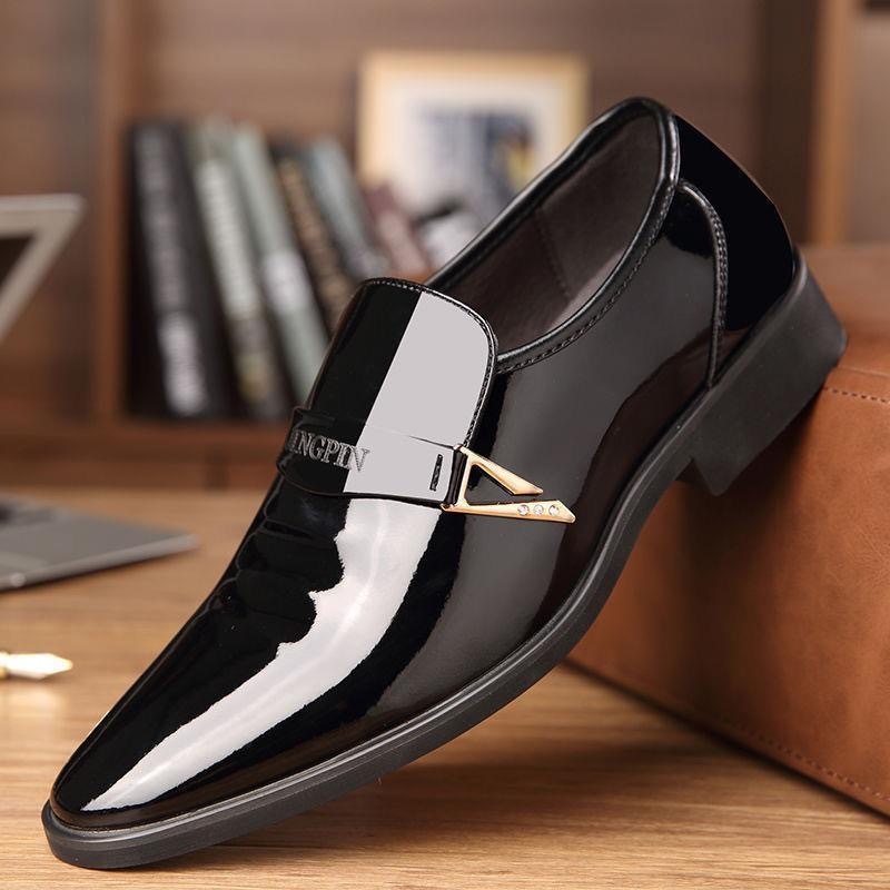 Male Footwear Pointed Toe Shoes for Men Dress Shoes Slip on Patent ...