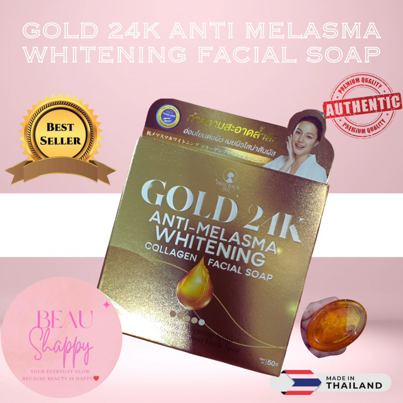 GOLD 24K ANTI MELASMA WHITENING SOAP & ANTI DARK SPOT with COLLAGEN ...