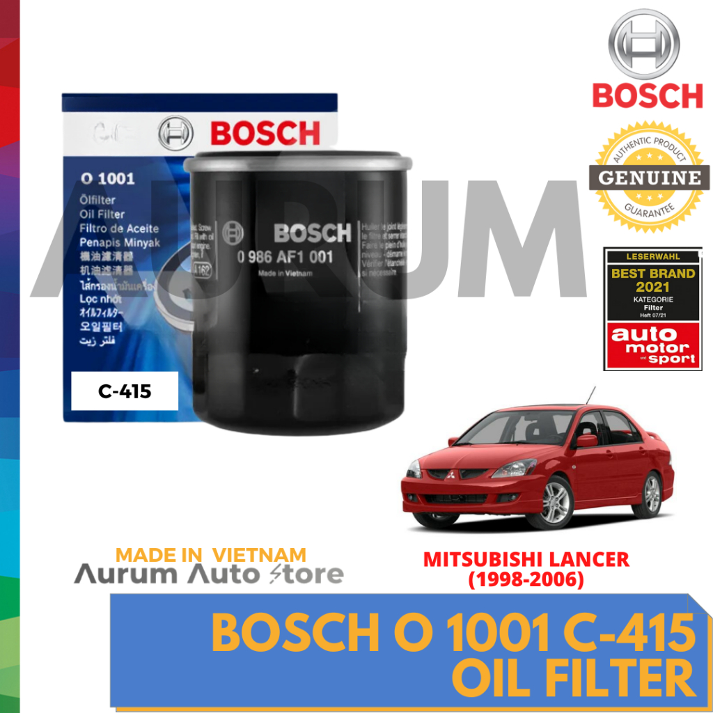 Bosch Oil Filter Mitsubishi Lancer 1999-2013 O 01001(C-415) | Shopee ...