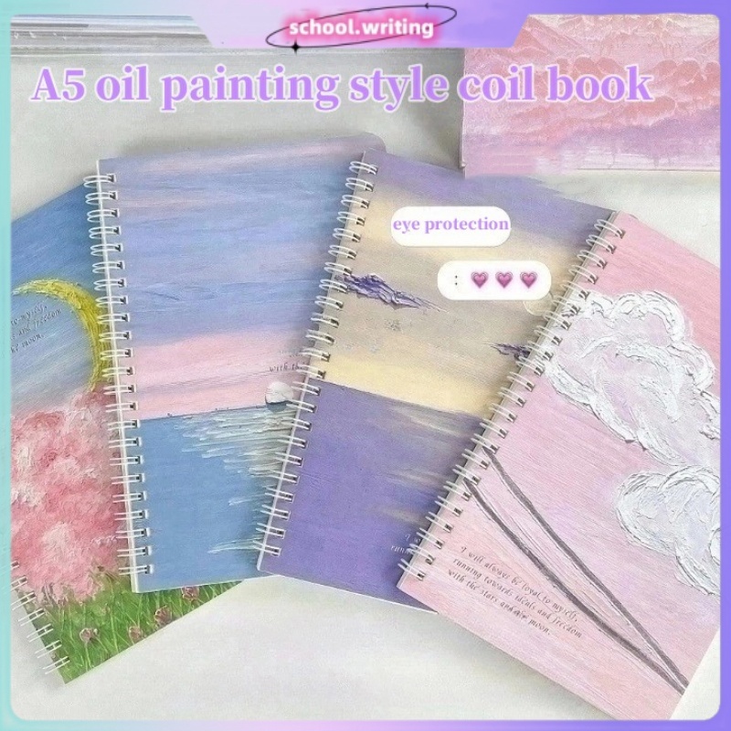 A5 Oil Painting Spiral Notebook Coil Landscape Aesthetic Classroom ...