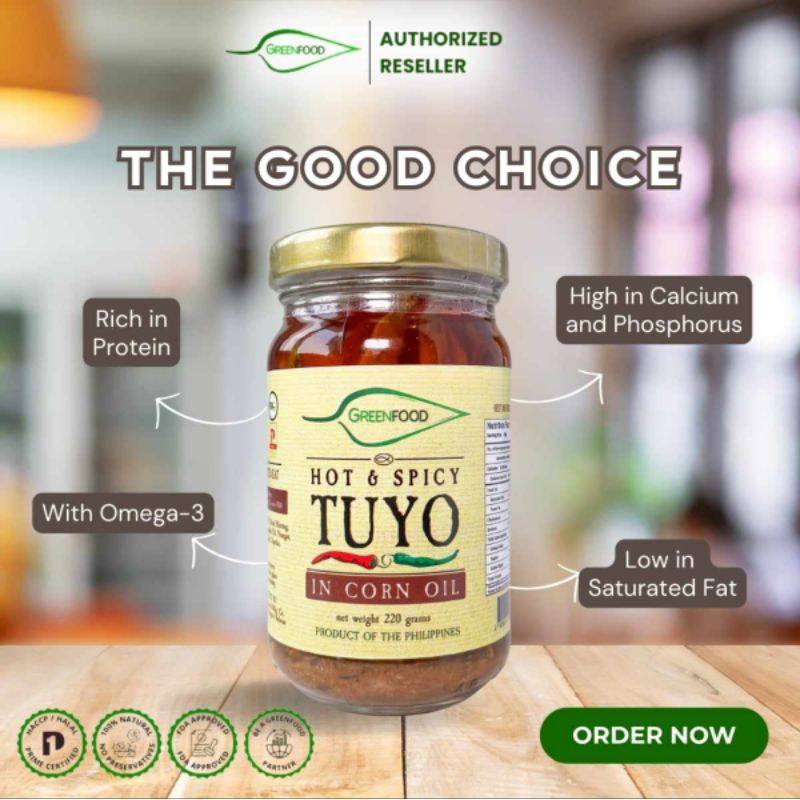 Greenfood Hot&Spicy Tuyo in Corn Oil 220g | Shopee Philippines