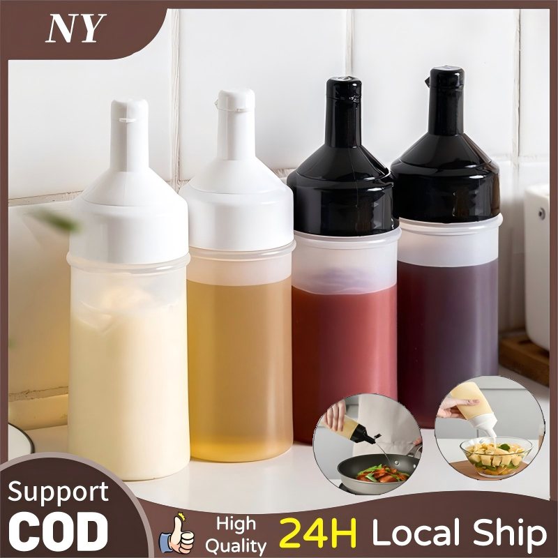 250Ml Kitchen Squeeze Seasoning Bottle With Rack Leak-Proof Condiment ...