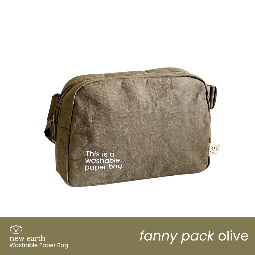 New Earth Fanny Pack Washable Paper Bag Olive | Shopee Philippines